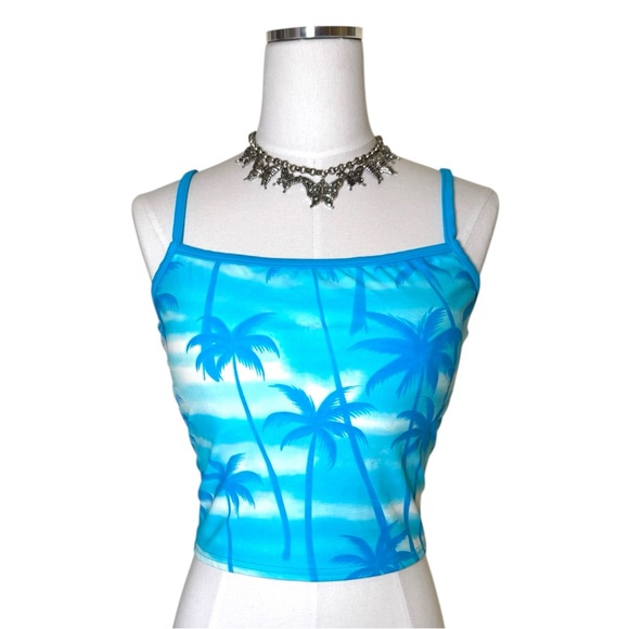 VENUS | Swim | Y2k Venus Blue Palm Tree Beachy Swim Tankini Cami Top ...